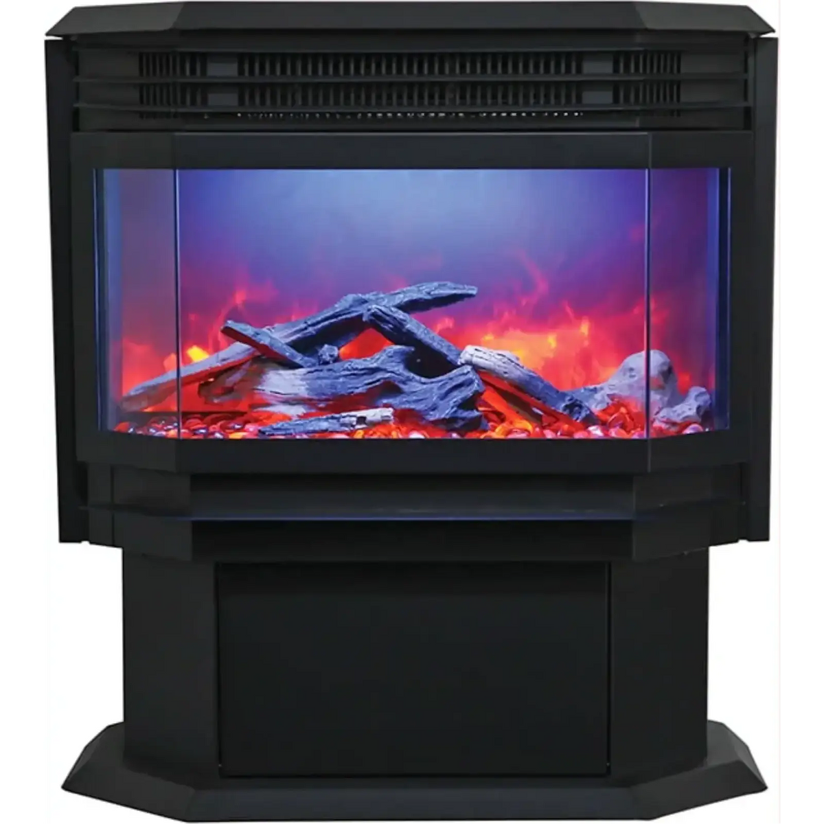 Sierra Flame 26" Free Stand with 15-Piece Log Set and Sable Glass ...