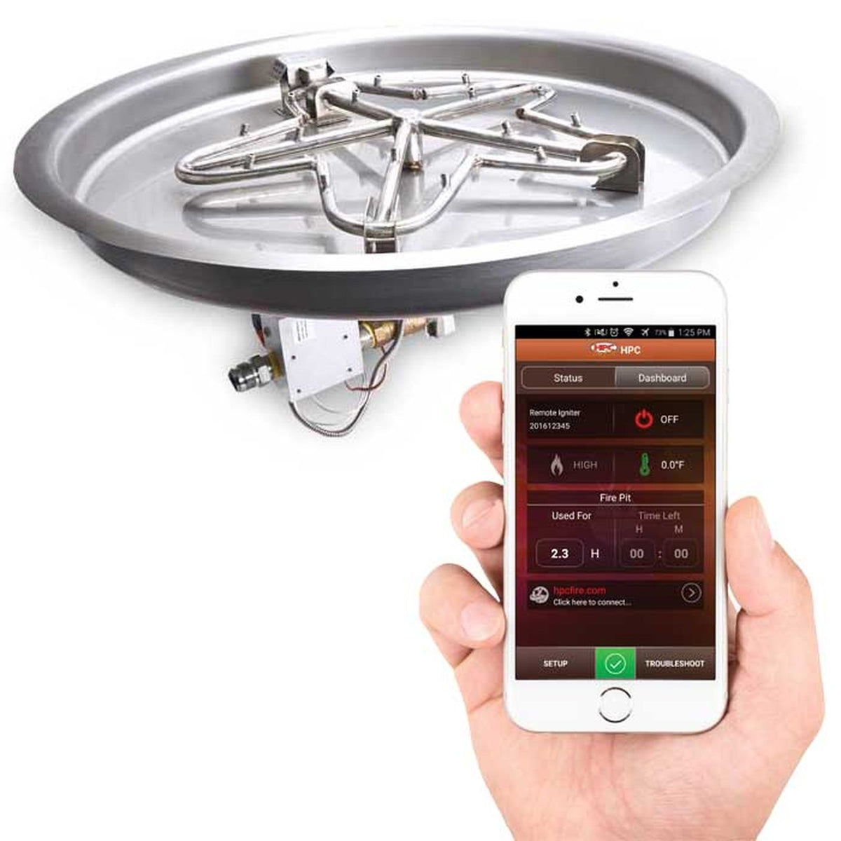 HPC Fire SST Torpedo Burner Bowl Pan Style Fire Pit Insert with Blueto ...