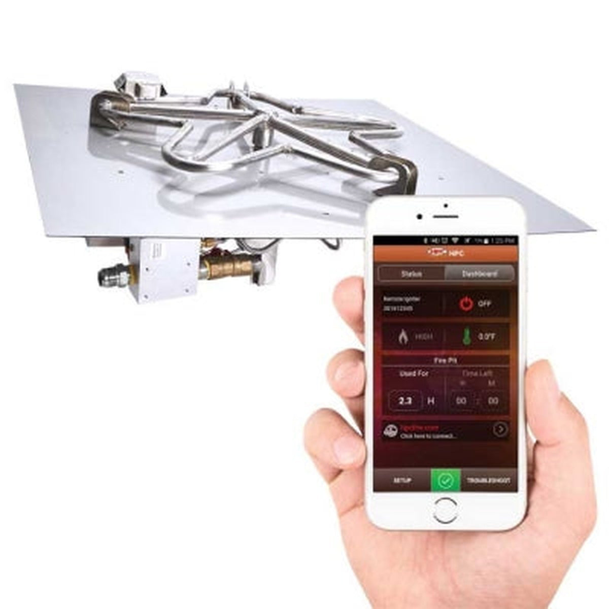 HPC Fire SST Torpedo Flat Square Fire Pit Insert: High-Low Flame Contr ...