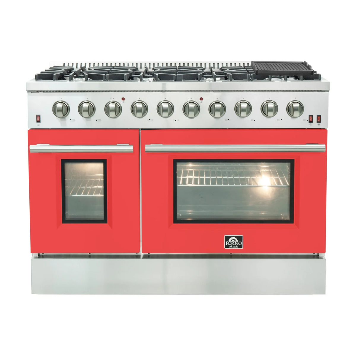 FORNO Galiano 48" 6.58 cu. ft. Gas Range with 8 Italian Burners in Red ...